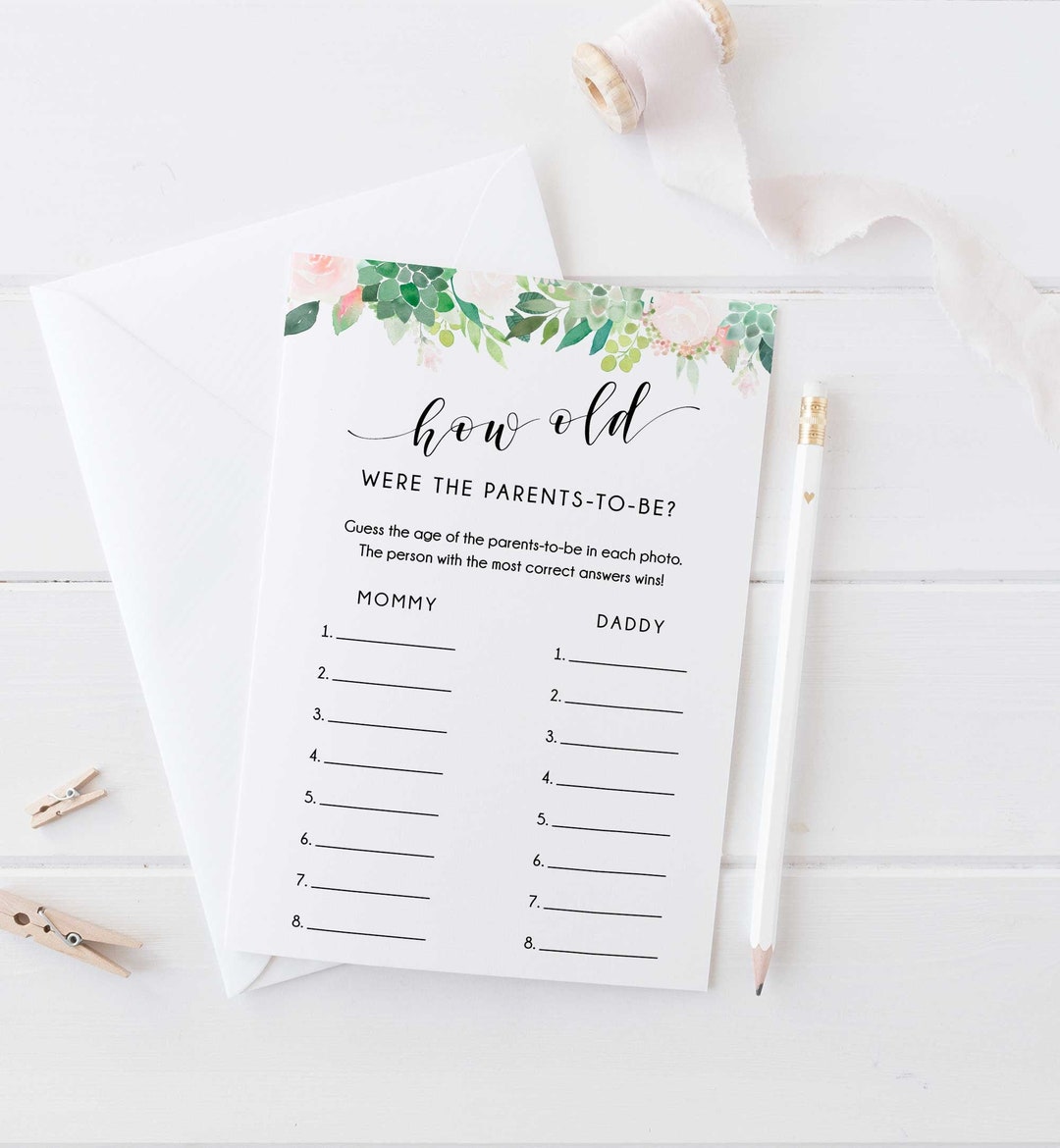 How Old Were the Parents to Be, Editable Template, Guess the Age, Girl ...