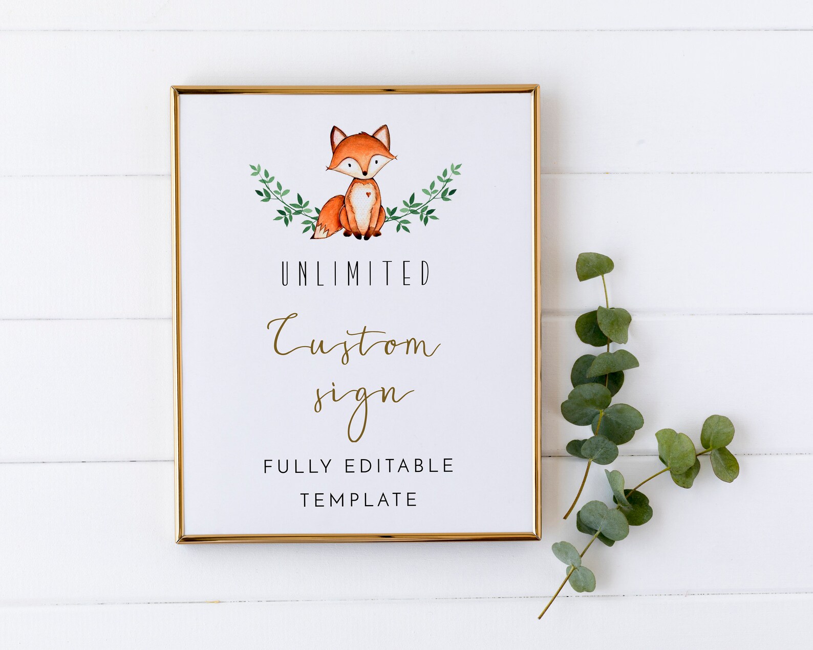 Woodland Fox Party Decorations Fully Editable Sign Unlimited - Etsy