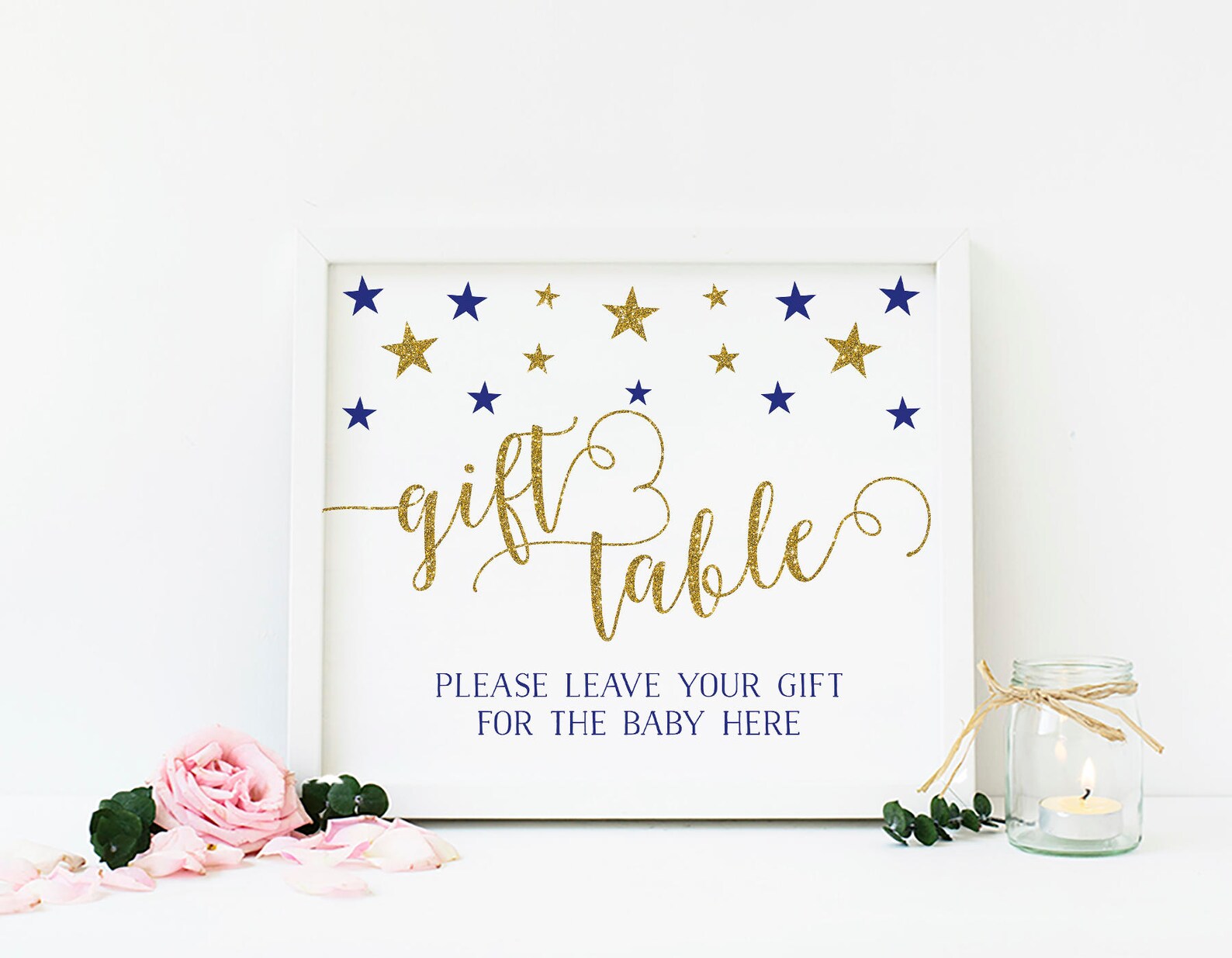 Boy Baby Shower Gift Table Sign Blue and Gold Baby Shower | Etsy