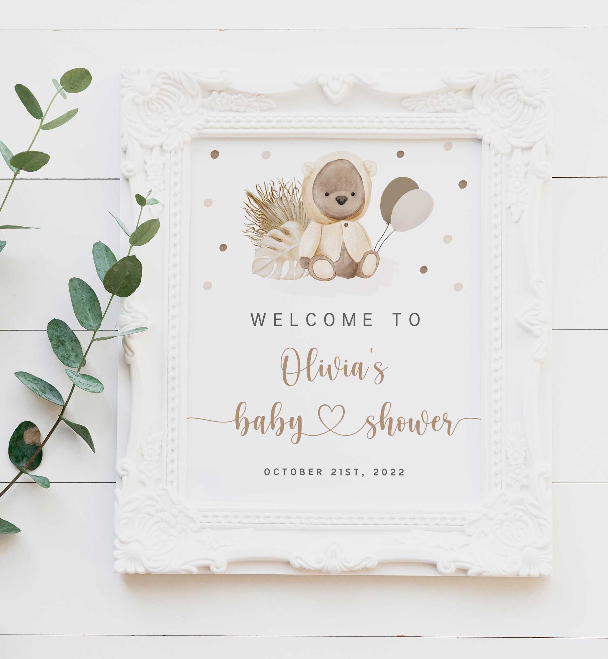 Teddy Bear Baby Shower Sign Welcome Sign Boho Baby Shower - Etsy