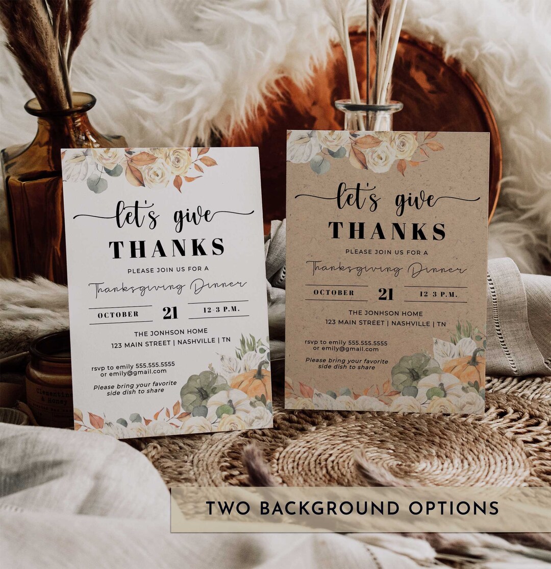 Thanksgiving Invitation, Thanksgiving Dinner Invitation, Thanksgiving ...