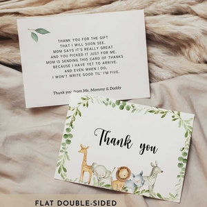 Safari Thank You Card Baby Shower, Editable Thank You Card, Jungle ...