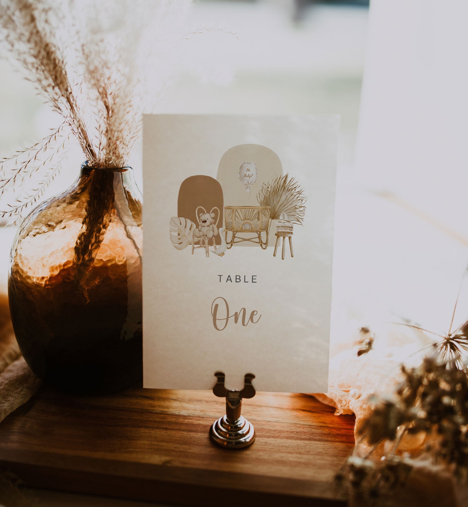 Boho Teddy Bear Table Number Cards Boho Baby Shower Table - Etsy