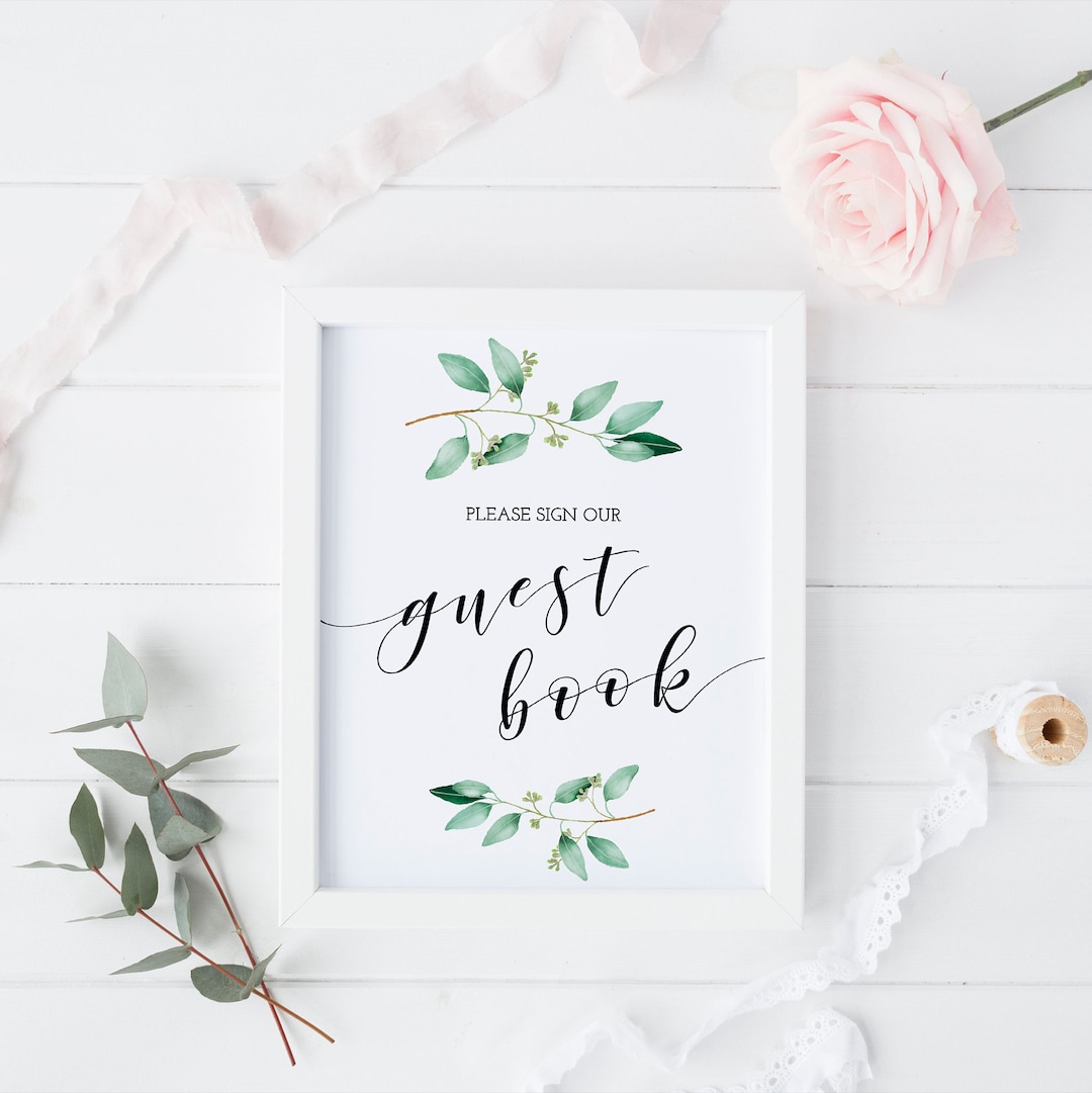 Wedding Guest Book Sign Printable, Eucalyptus Wedding Guestbook Sign ...