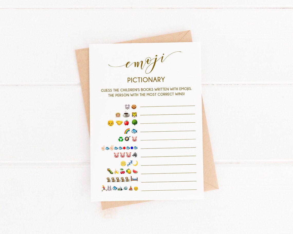 Emoji Pictionary Game With Answers Gender Neutral Easy Baby | Etsy