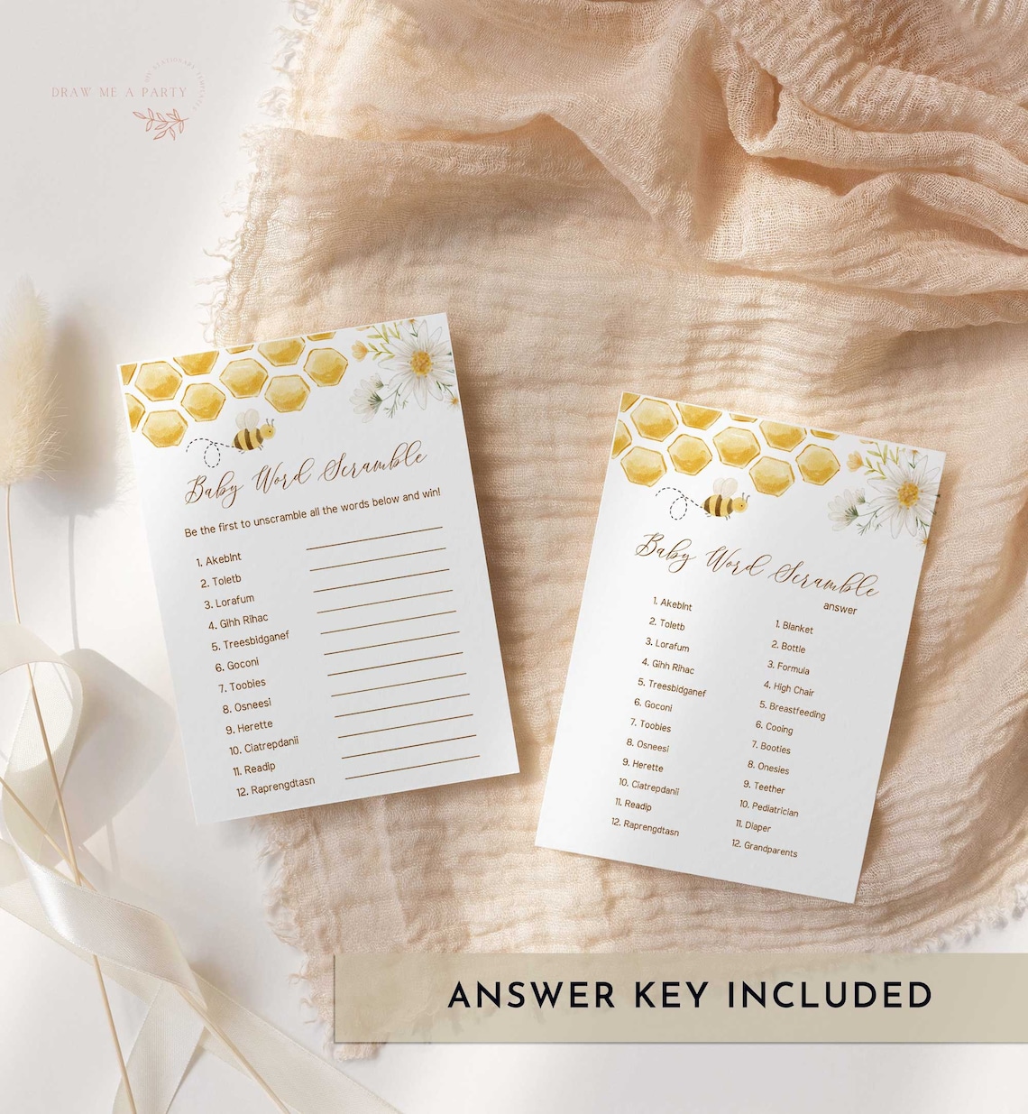 Bee Baby Shower Games, Honey Bee Baby Shower Bundle, Sweet as Can Bee ...
