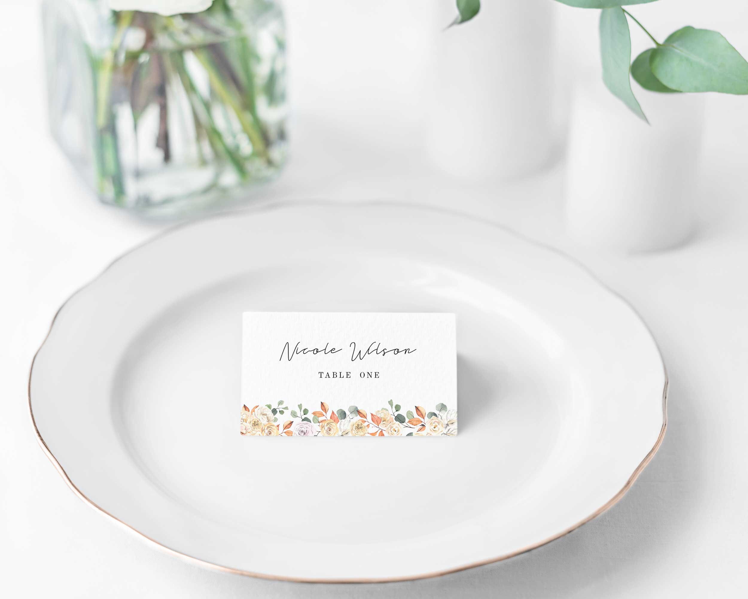 Place Cards Template Fall Table Name Cards Printable Escort - Etsy