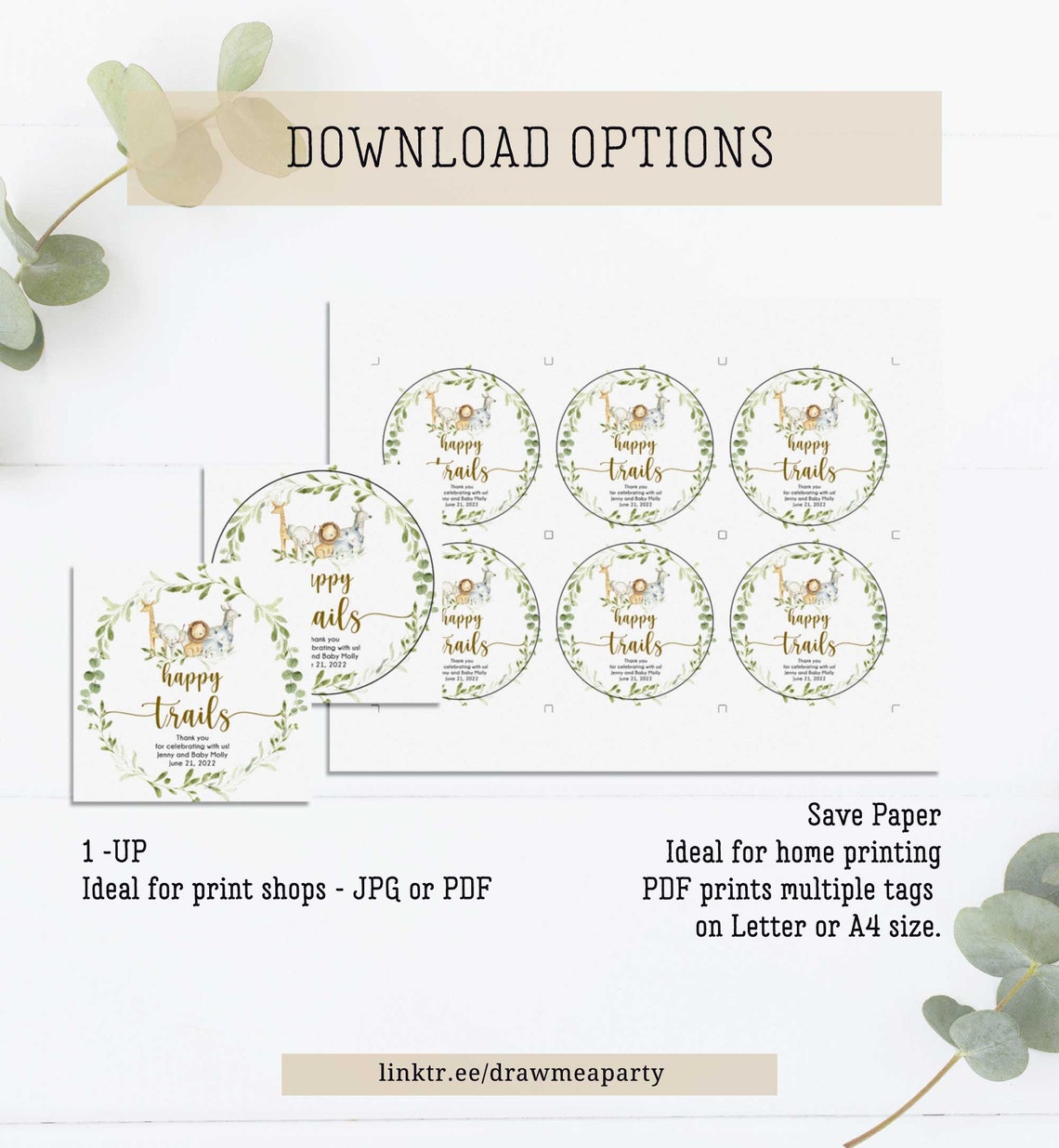 Safari Happy Trails Tag Trail Mix Bar Favor Tag Template - Etsy