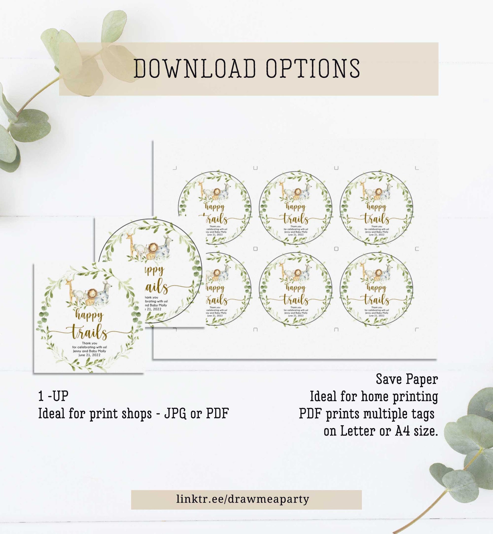 Safari Happy Trails Tag Trail Mix Bar Favor Tag Template - Etsy