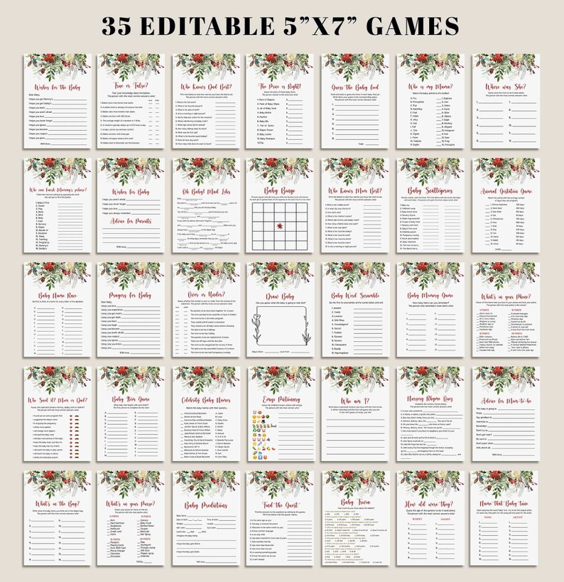 Christmas Baby Shower Games Bundle Winter Baby Games Bundle - Etsy