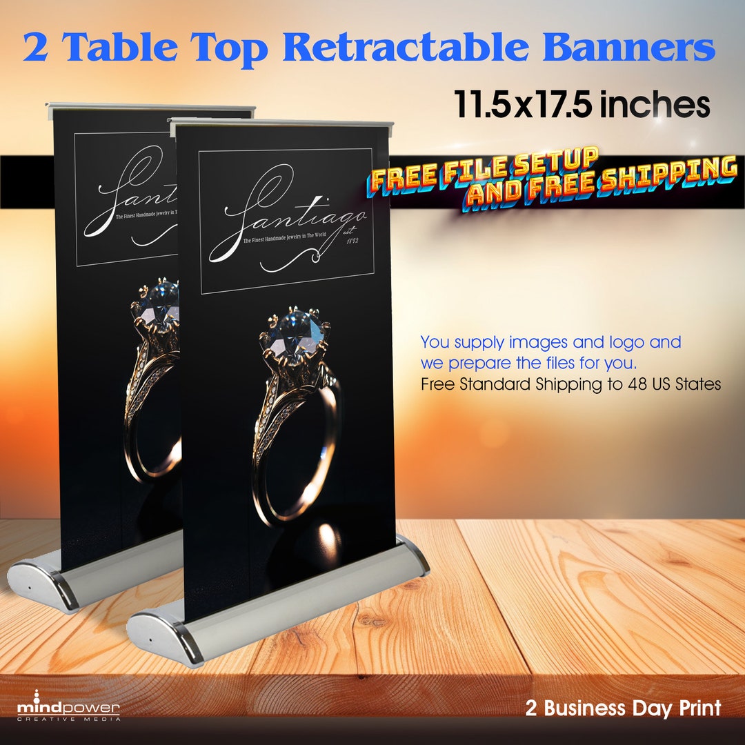 Mini Popup Banner Retractable Banner 11x17 Roll up Table Top Banner ...