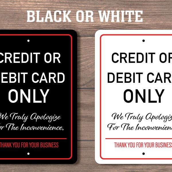 Credit Cards Only Sign - Etsy