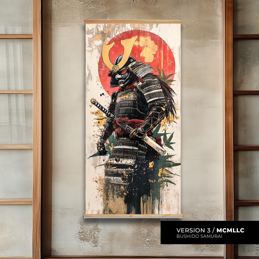 Bushido Samurai Scroll Art - Warrior Spirit and Tradition Wall Art for ...