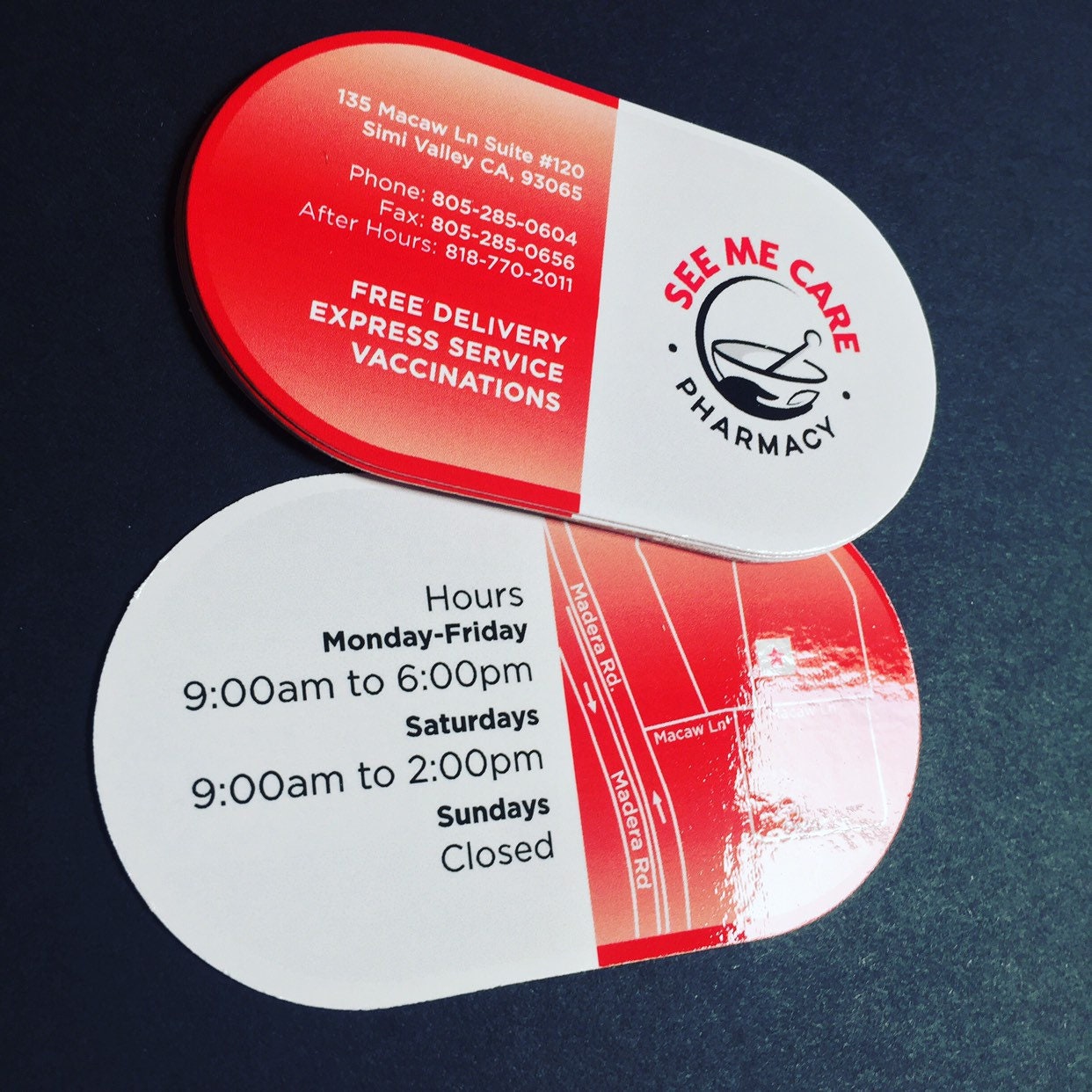 250 Capsule Shaped Business Cards Printed on 2 Sides in Full Color. 2x3 ...