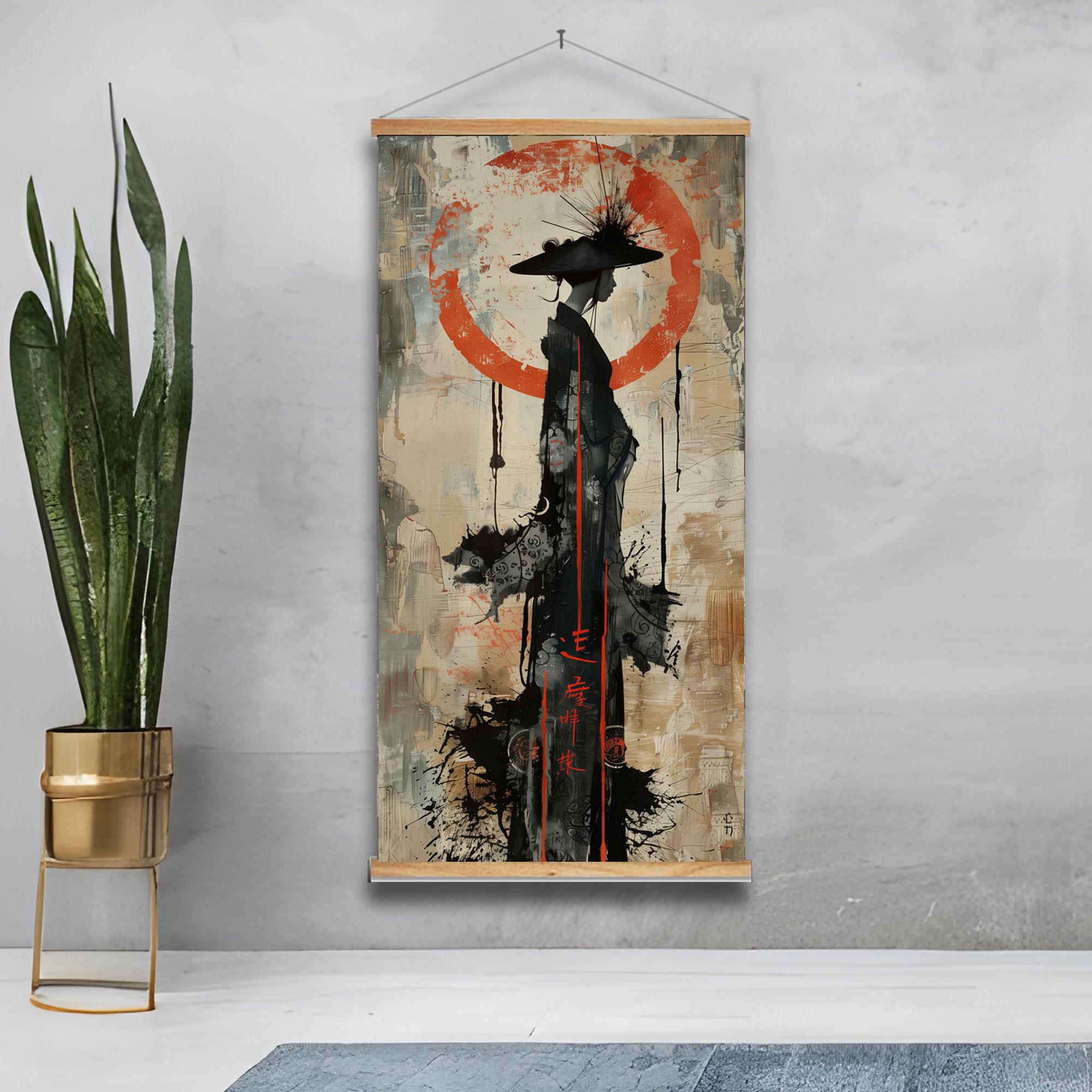Modern Asian Inspired Scroll Wall Art - Asian Artwork Style Scrolls ...