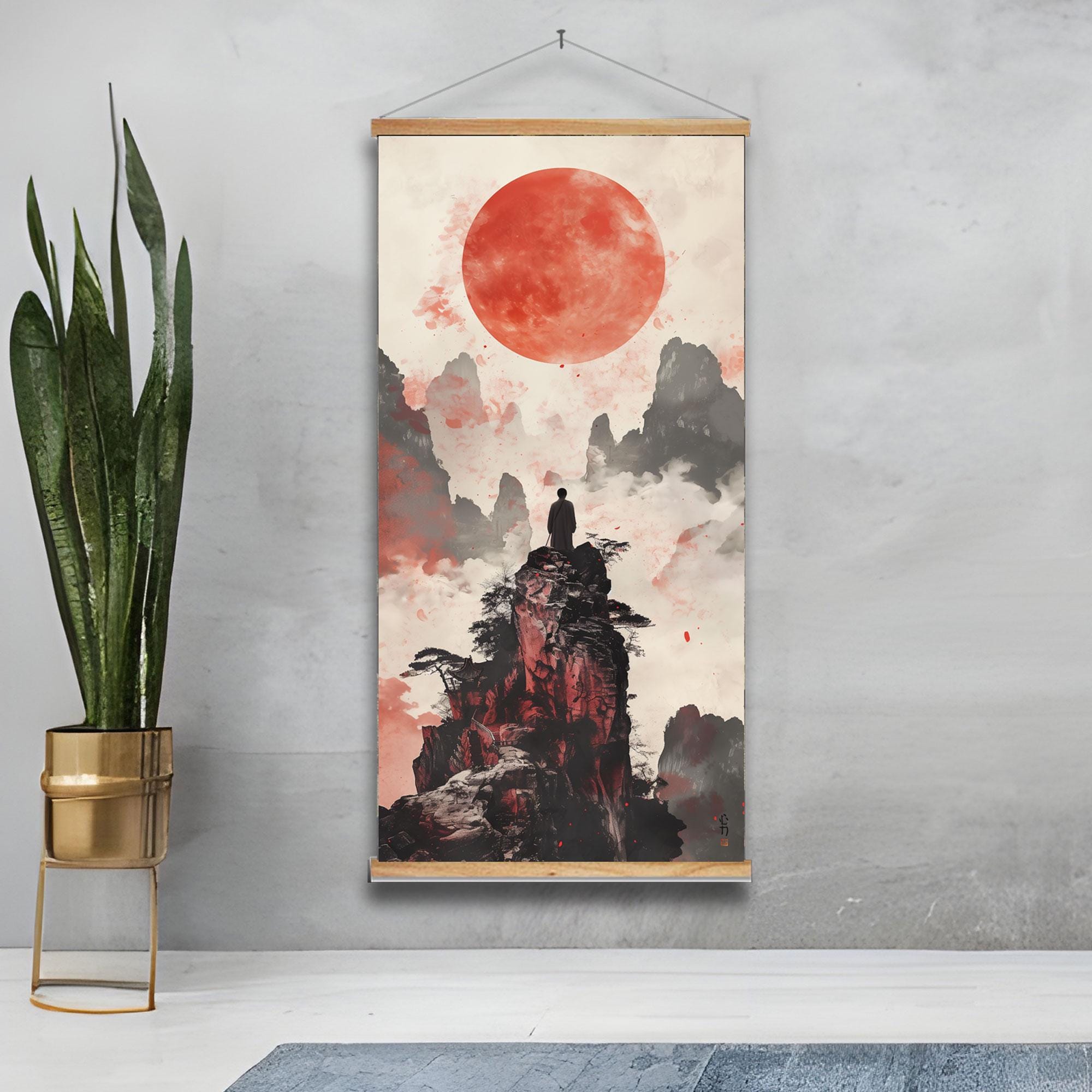 Modern Asian Inspired Scroll Wall Art - Asian Artwork Style Scrolls ...