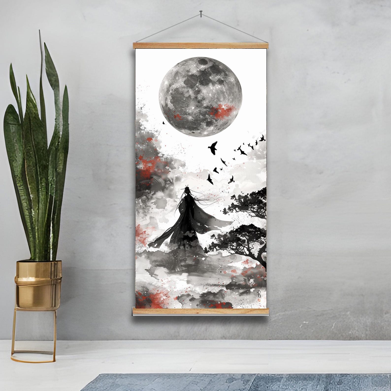 Modern Asian Inspired Scroll Wall Art - Asian Artwork Style Scrolls ...