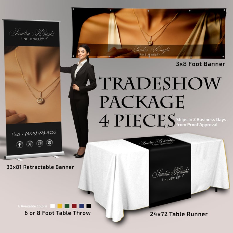 Retractable Banner - Table Throw and Table Runner - 3x8 Foot Vinyl ...