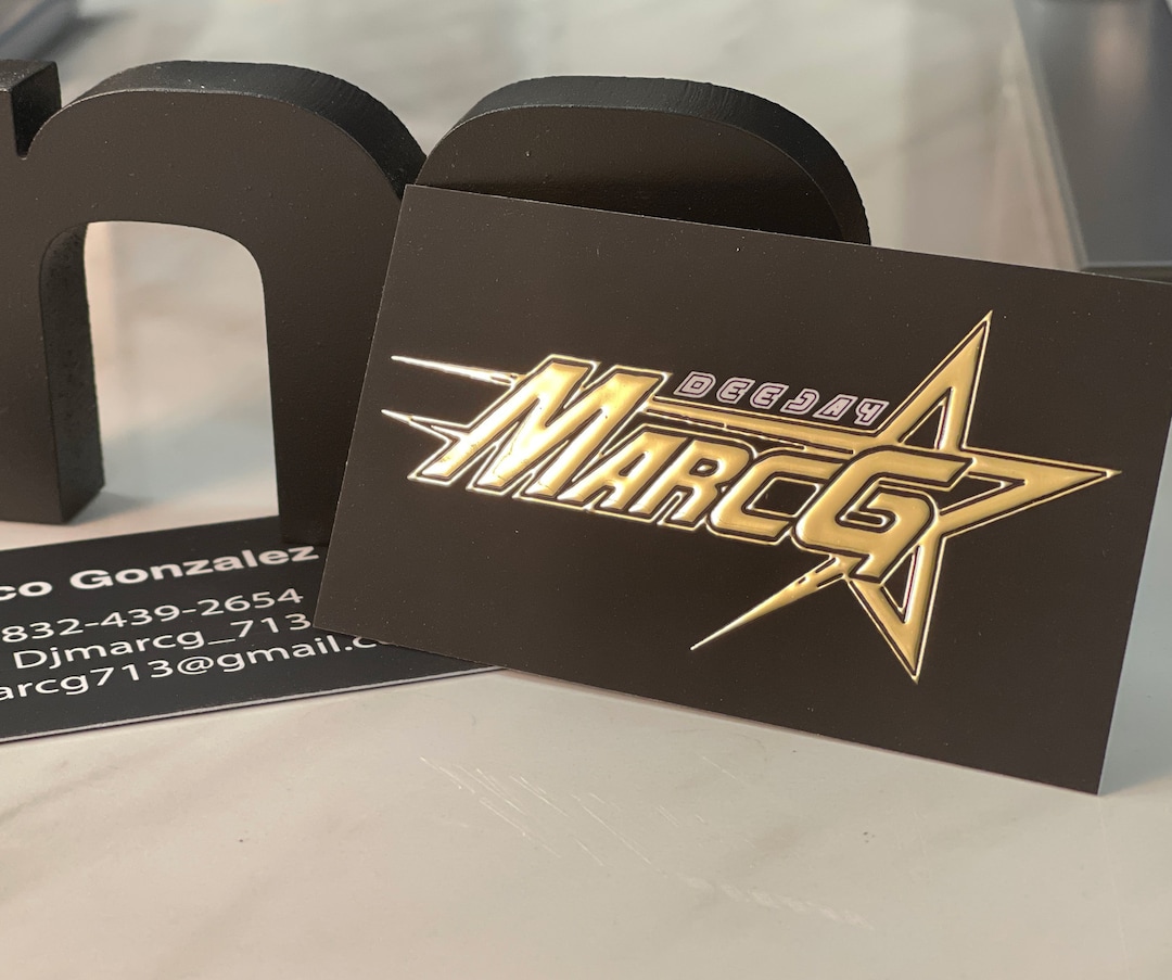 250 Raised Foil Business Cards - Soft Touch Business Cards - Gold ...