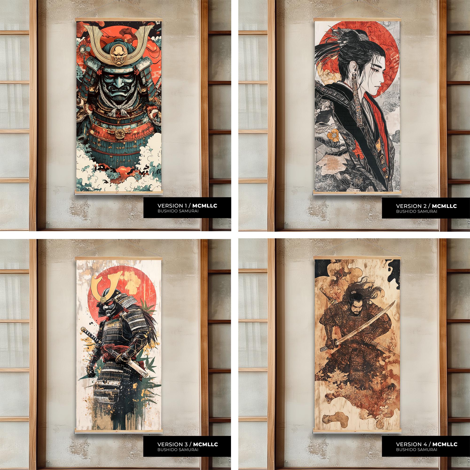 Bushido Samurai Scroll Art - Warrior Spirit and Tradition Wall Art for ...