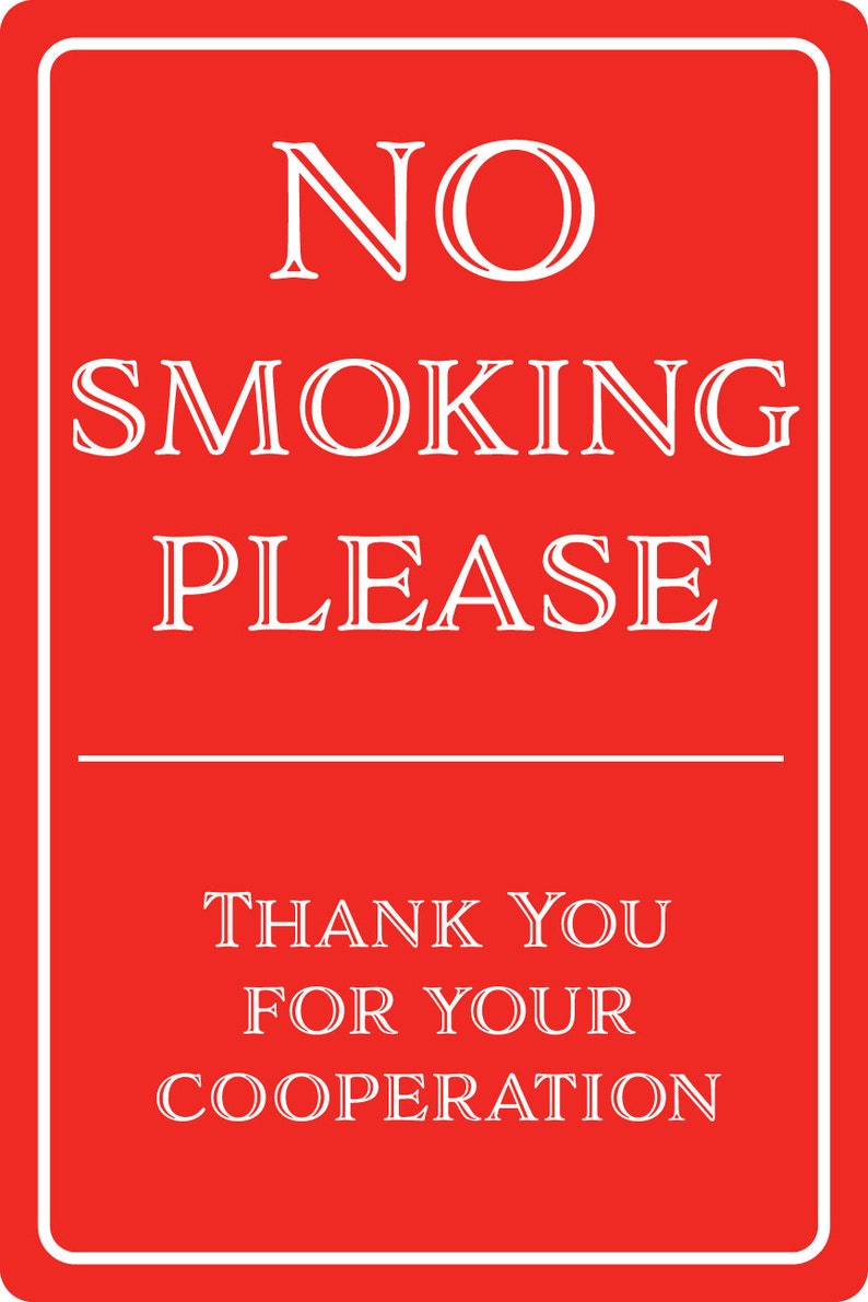 No Smoking Sign - Aluminum Metal Sign 12x18 Inches - Post Signs - Etsy