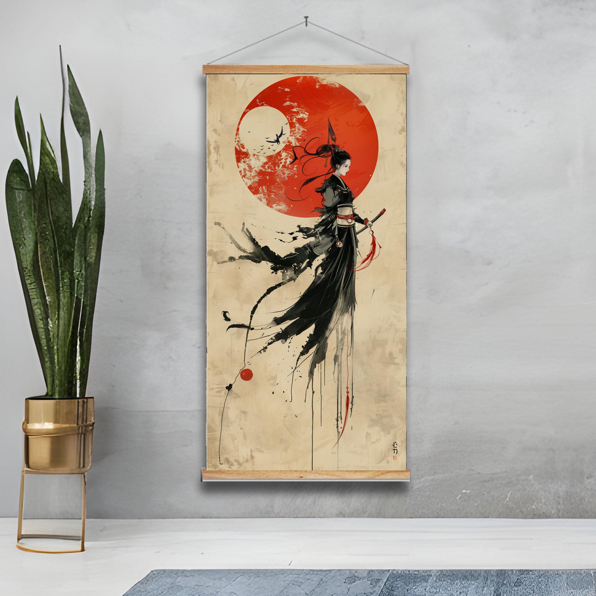 Modern Asian Inspired Scroll Wall Art - Asian Artwork Style Scrolls ...