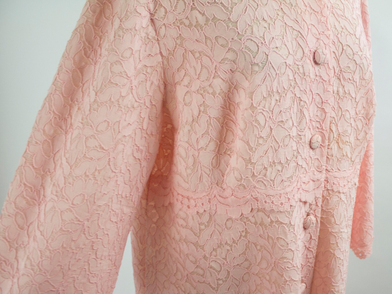 60s Vintage Duster Lace Night Dress Pink Color Lace - Etsy