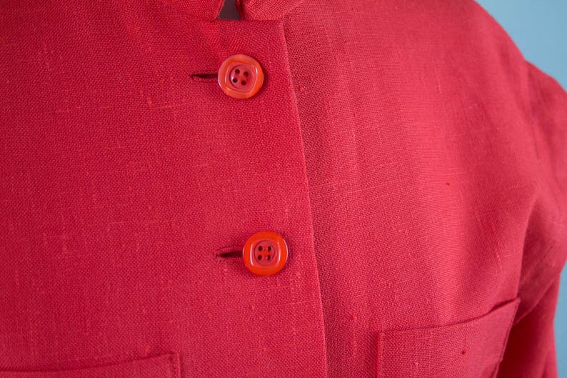 Vintage Red Spring Coat / Late 70s Vintage Dust Coat Vibrant Red ...