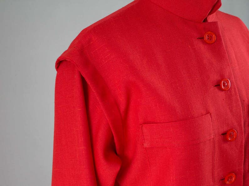 Vintage Red Spring Coat / Late 70s Vintage Dust Coat Vibrant Red ...