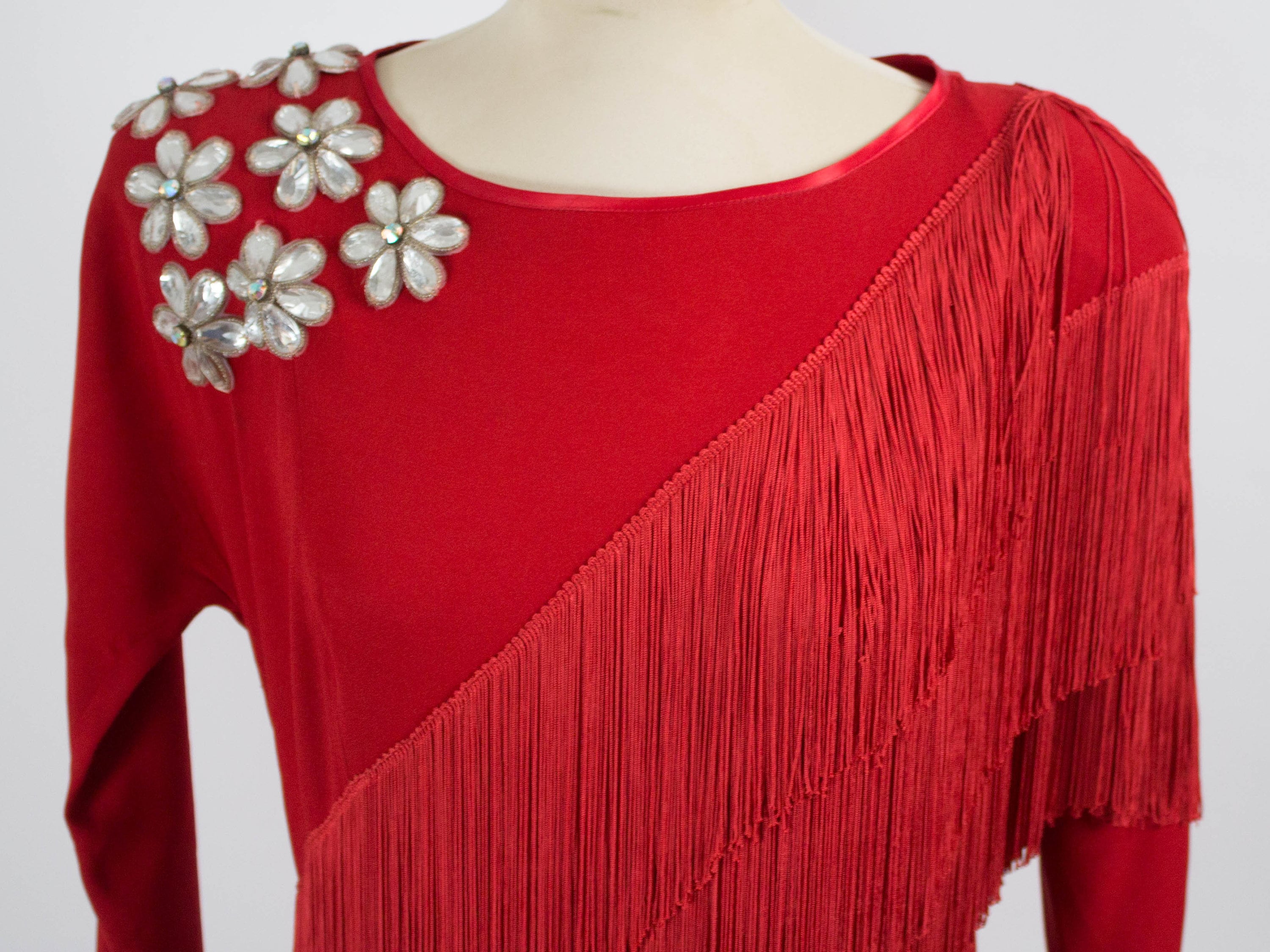 80s Party Dress, Red Dress, 80s Vintage Dress, Fringes Dress, Eighties ...