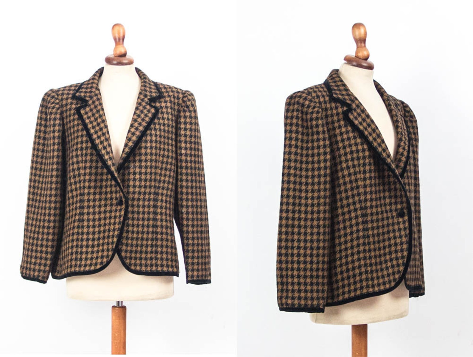 Checked Jacket 80s Vintage Brown Black Button Jacket Wool | Etsy