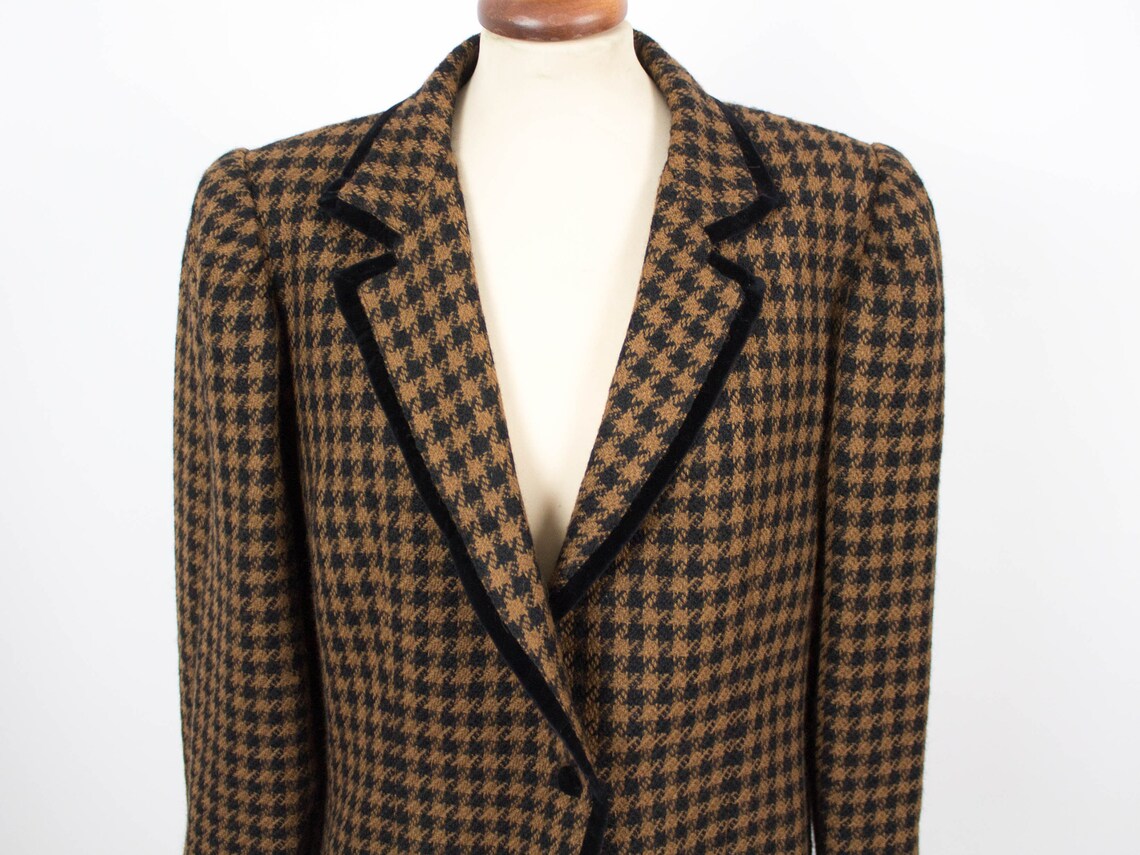Checked Jacket 80s Vintage Brown Black Button Jacket Wool | Etsy