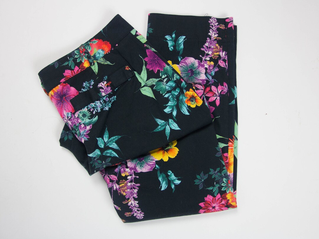 Vintage Pants, 90s Vintage, Floral Trousers, Nineties, Black Floral ...