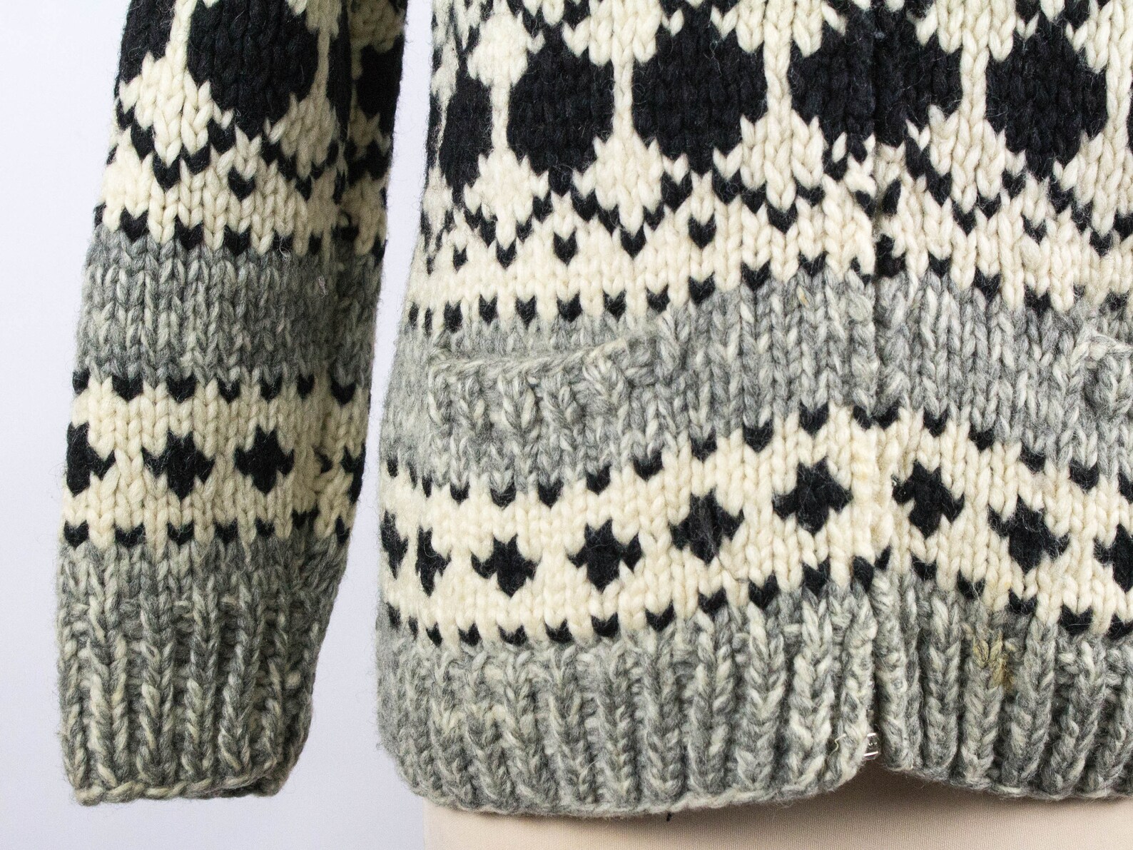 Cowichan 70s Sweater, Salish Jacket, Vintage Jumper, Grey Black White ...