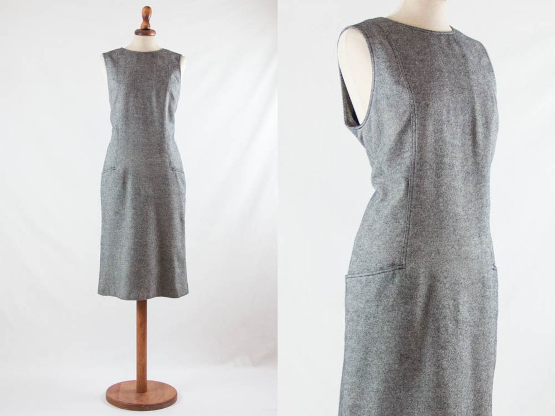 90s Bally Dress, Vintage Sheath Dress, Vichy Squares, Sleeveless,zipped ...