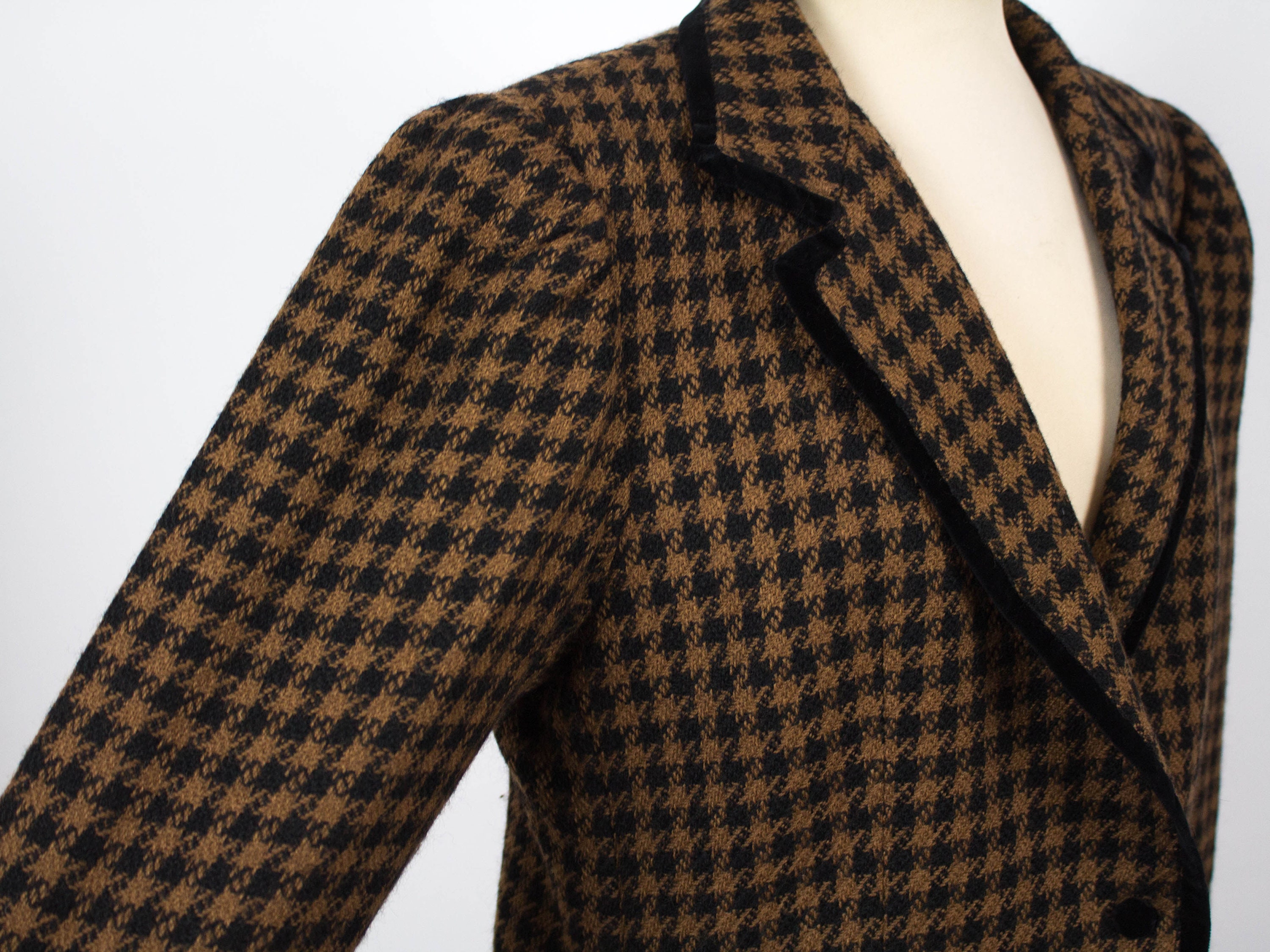 Checked Jacket 80s Vintage Brown Black Button Jacket Wool | Etsy