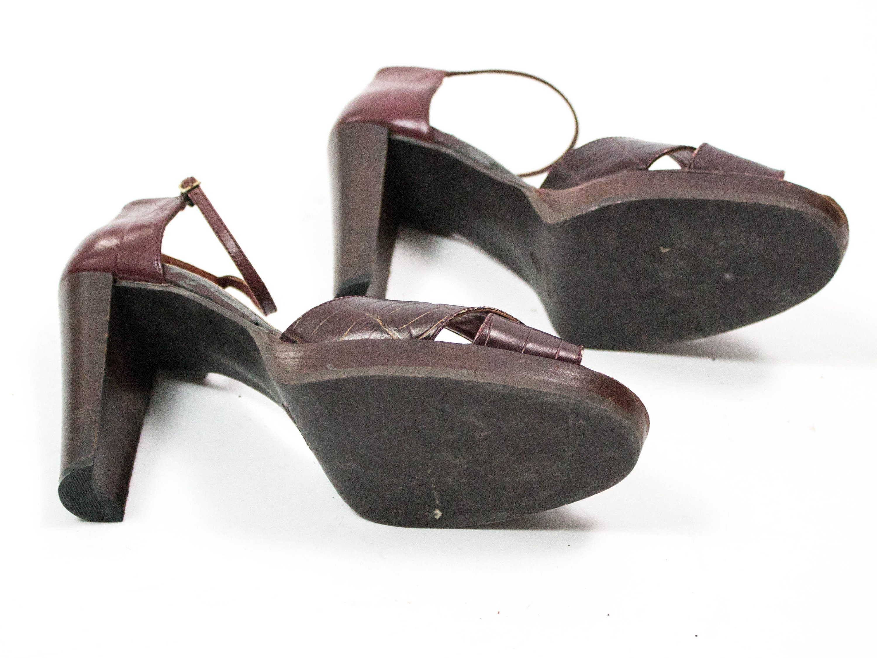 Vintage Pumps Burgundy Red High Heels 70s Vintage Leather | Etsy