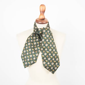 Silk Neckerchief, Vintage 60s Scarf, Clock Motif, 60s Fashion, Bow ...