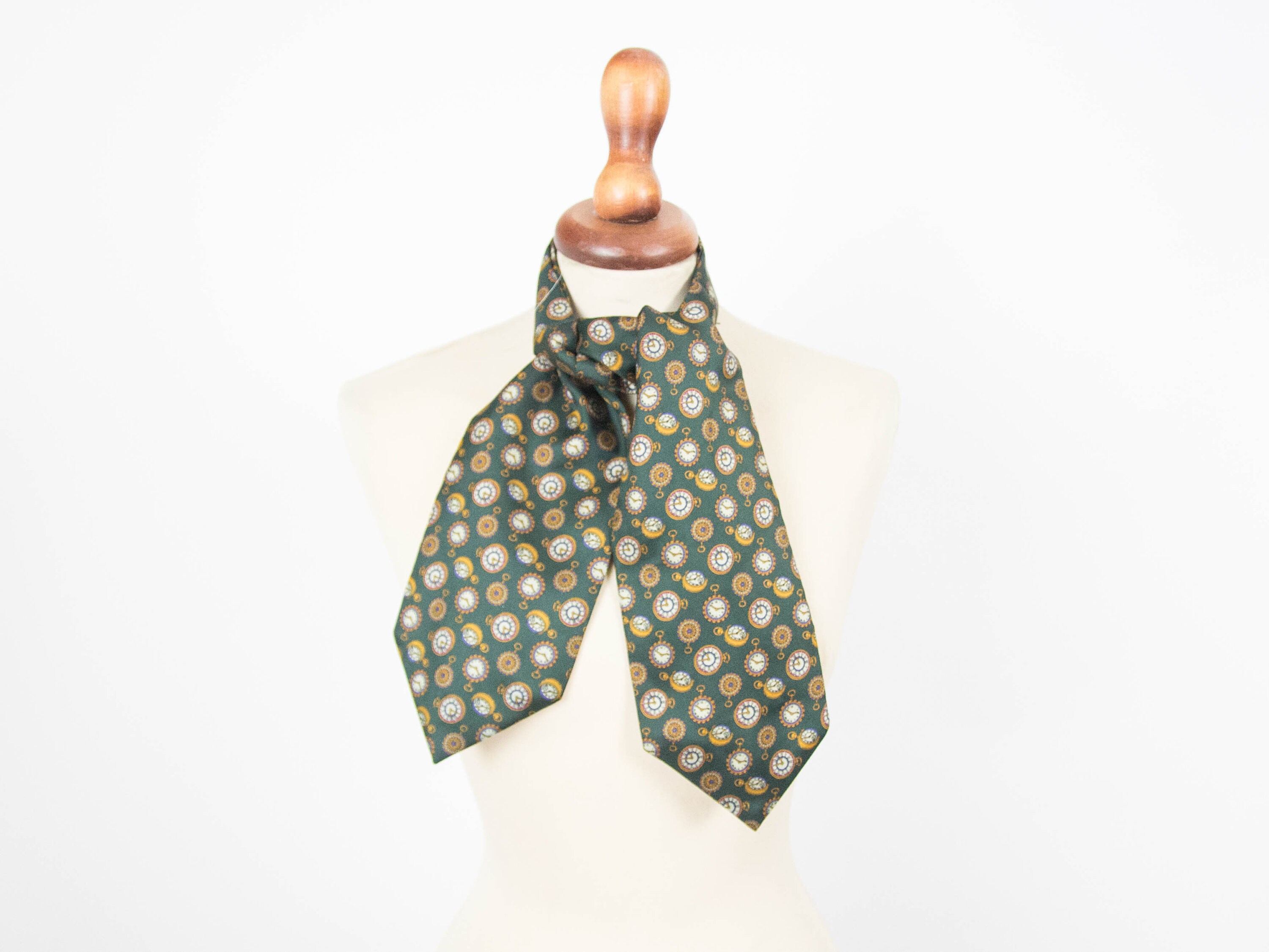 Silk Neckerchief, Vintage 60s Scarf, Clock Motif, 60s Fashion, Bow ...