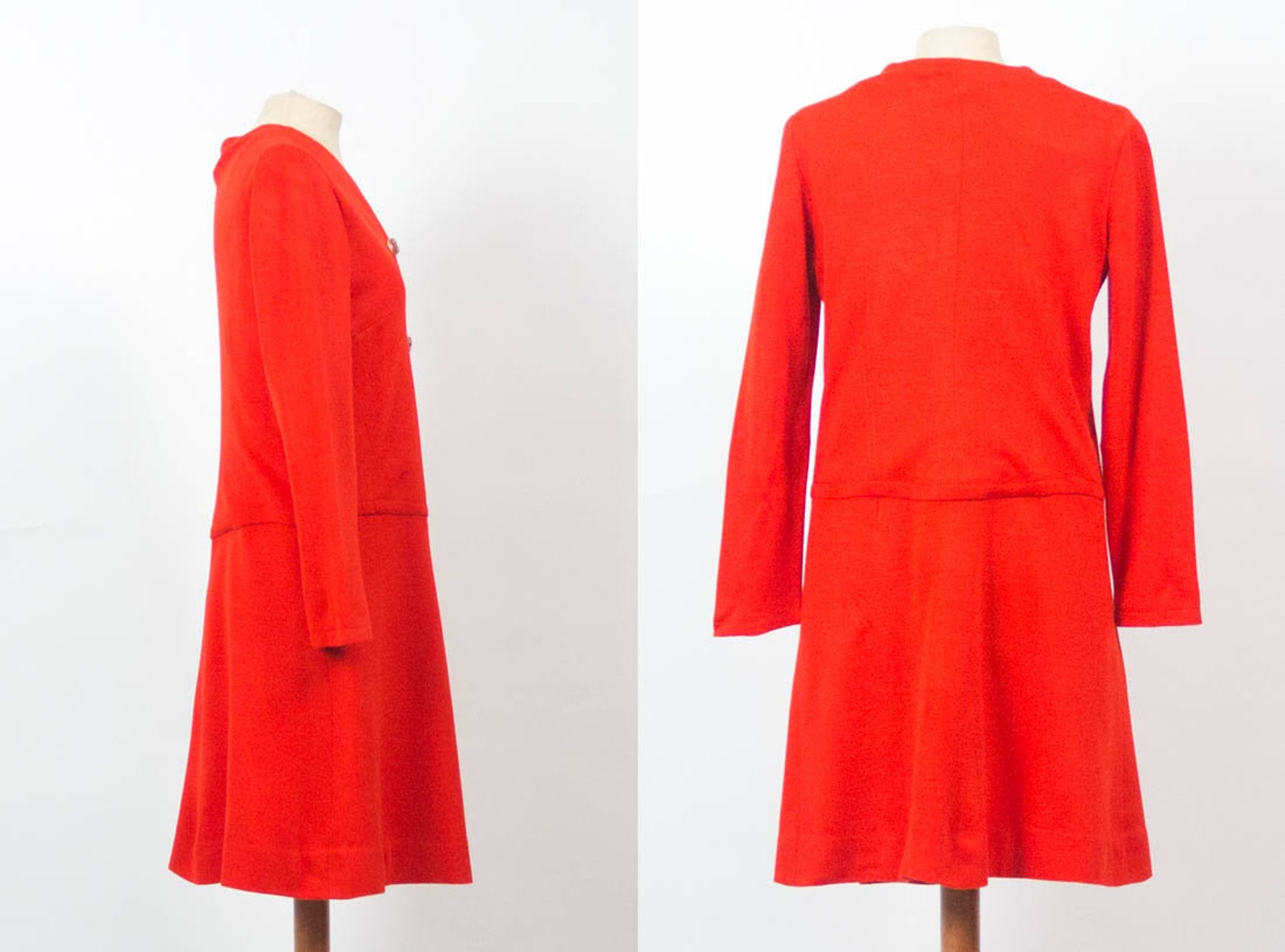 60s Vintage Dress, Red Color, Wool Dress, Sixties Fashion, Mod Modette ...