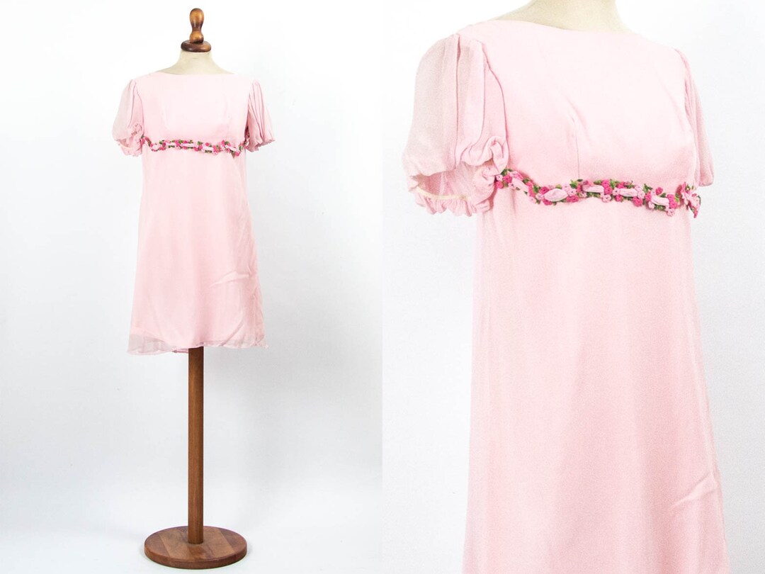 Vintage Dress Pink, Romantic Dress, 1960s Dress, Light Pink Color ...