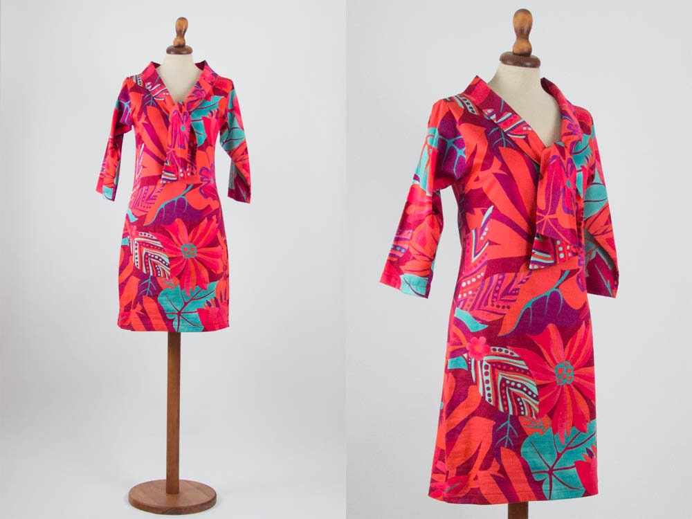 Colorful Floral Dress, Tight Sheath Dress, Bright Colors, Hawaiian ...