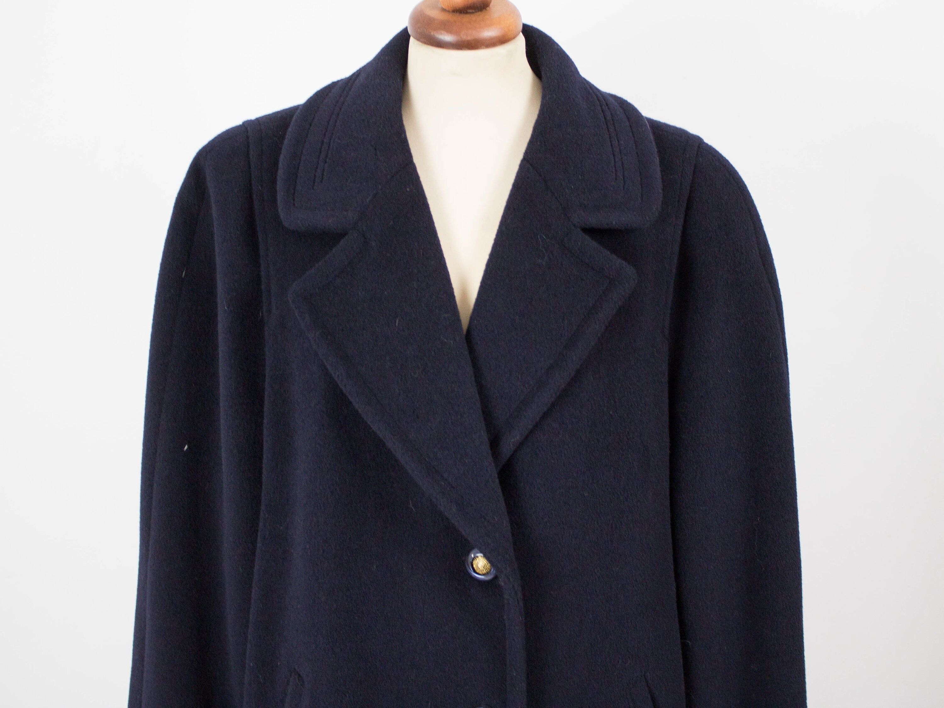 Vintage Coat Wool Cashmere Blue Color 80s Fashion Classic | Etsy