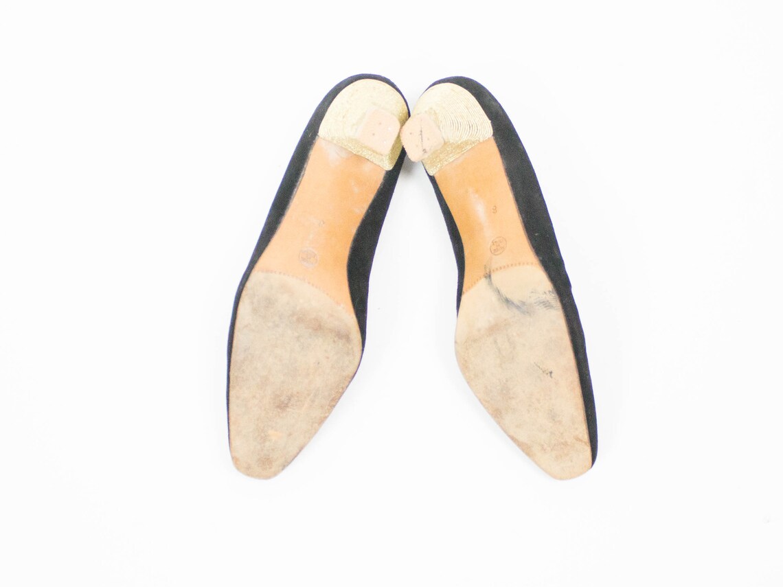 80s Shoes Black Gold Pump 80s Vintage Rene Caovilla - Etsy