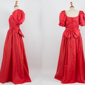 Red Dress, Retro Red Dress, Maxi Dress, Vintage Prom Dress, 1980s Made ...