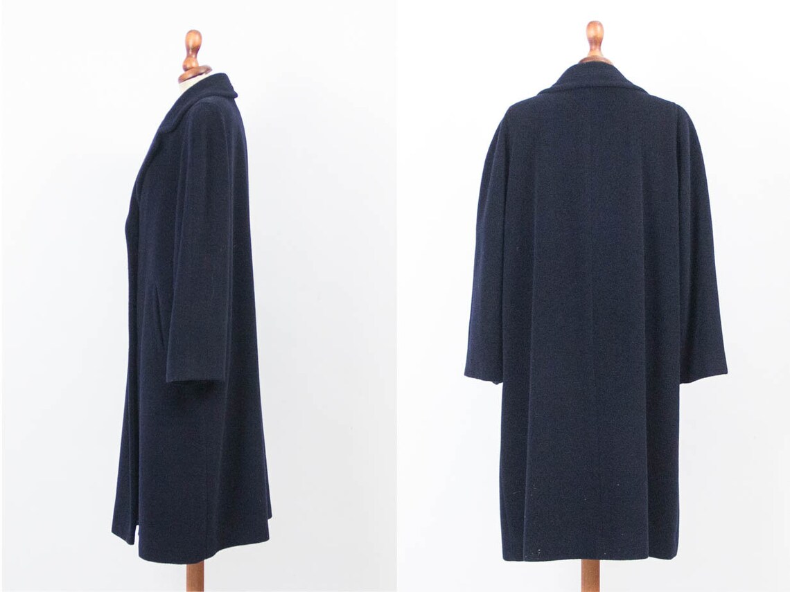 Vintage Coat Wool Cashmere Blue Color 80s Fashion Classic | Etsy