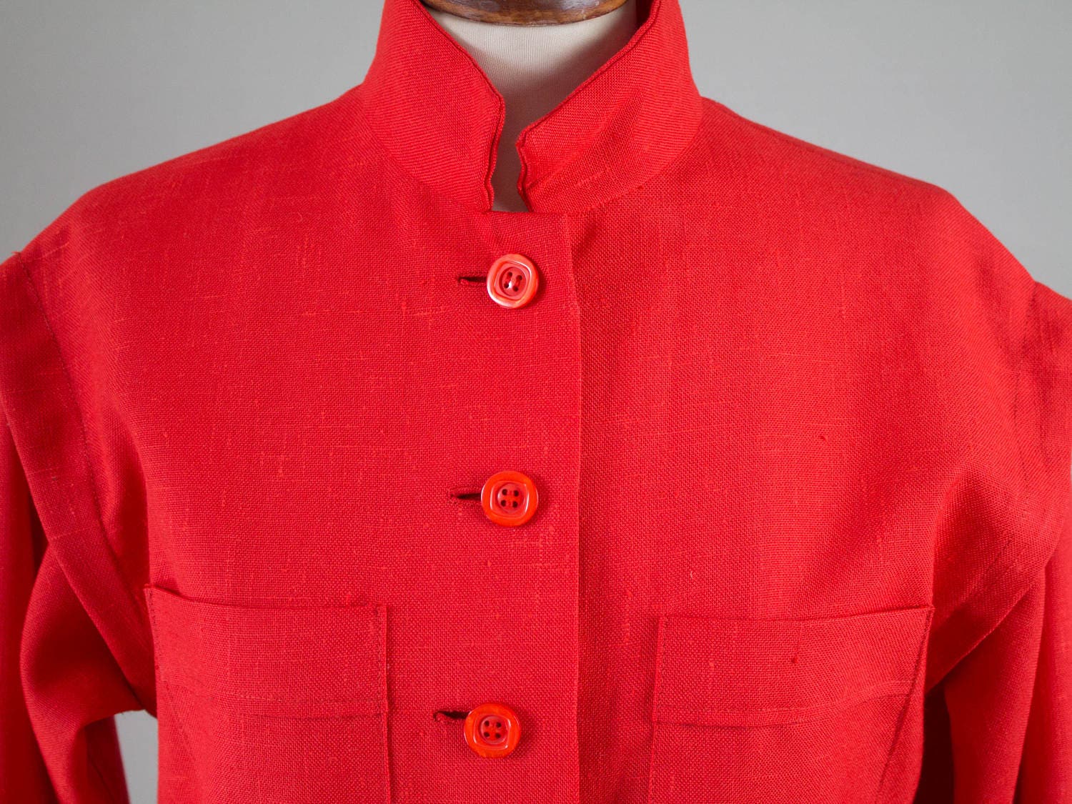 Vintage Red Spring Coat / Late 70s Vintage Dust Coat Vibrant Red ...