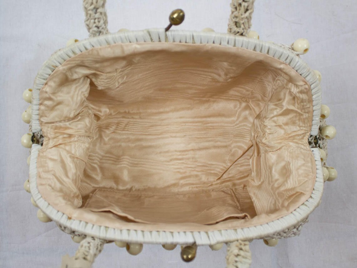 Vintage Bag Straw Handbag Cream White Bag Rockabilly Bag - Etsy