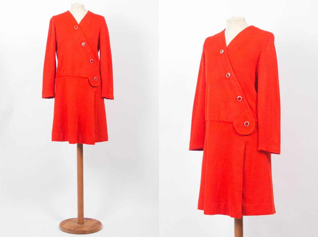 60s Vintage Dress, Red Color, Wool Dress, Sixties Fashion, Mod Modette ...