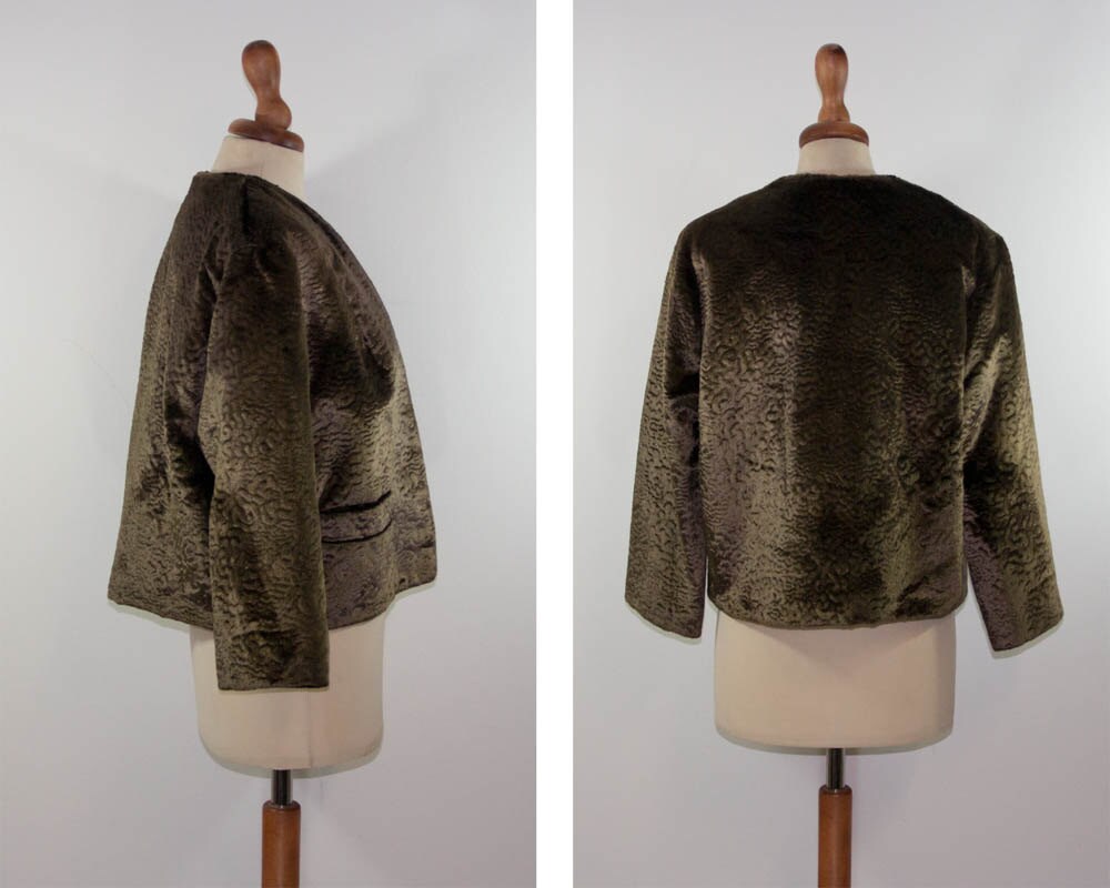 Velvet Jacket, Vintage Cropped Jacket, 60s, Brown, Orange Lining, Crop ...